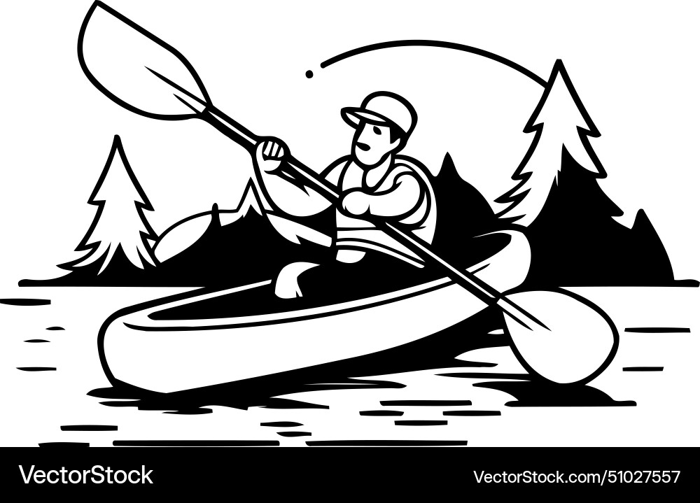 Kayaking canoeing in cartoon style Royalty Free Vector Image