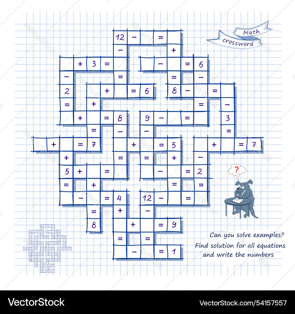 Math Crossword Puzzle - Logic Game Royalty Free Vector Image