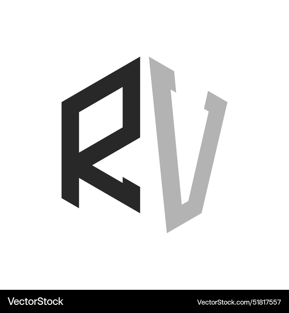Modern unique hexagon letter rv logo design Vector Image