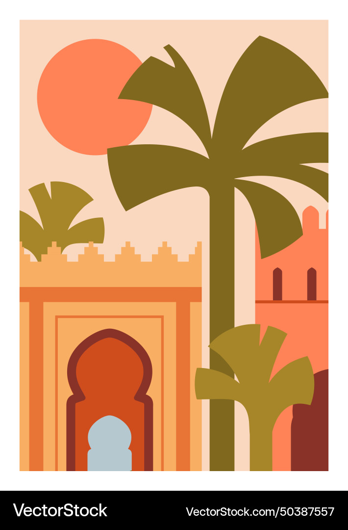Moroccan poster oriental wall art with morocco Vector Image