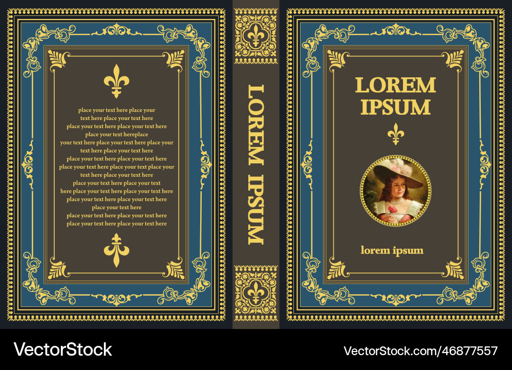 Old book cover design elements 3d Royalty Free Vector Image