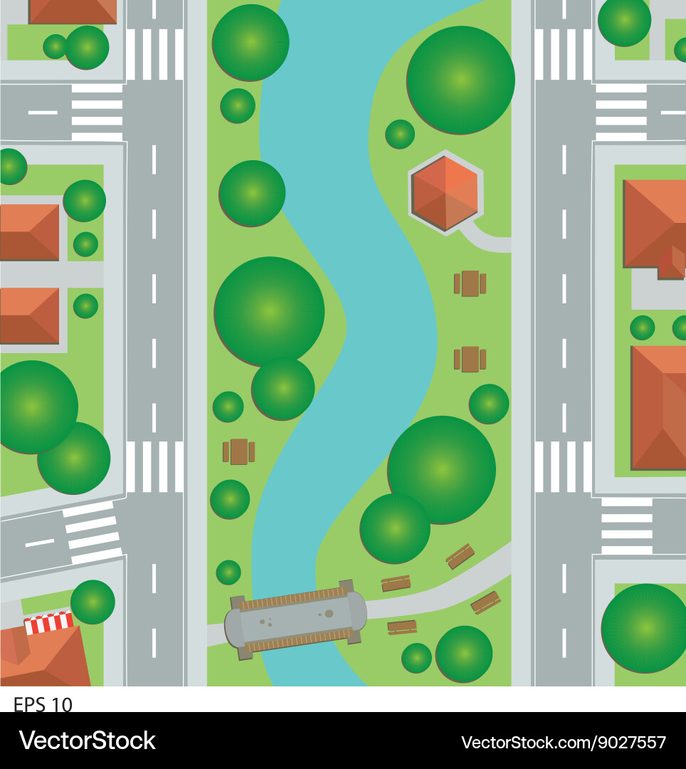 Road map city top view Royalty Free Vector Image