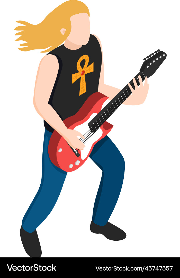 Rock guitar player composition Royalty Free Vector Image