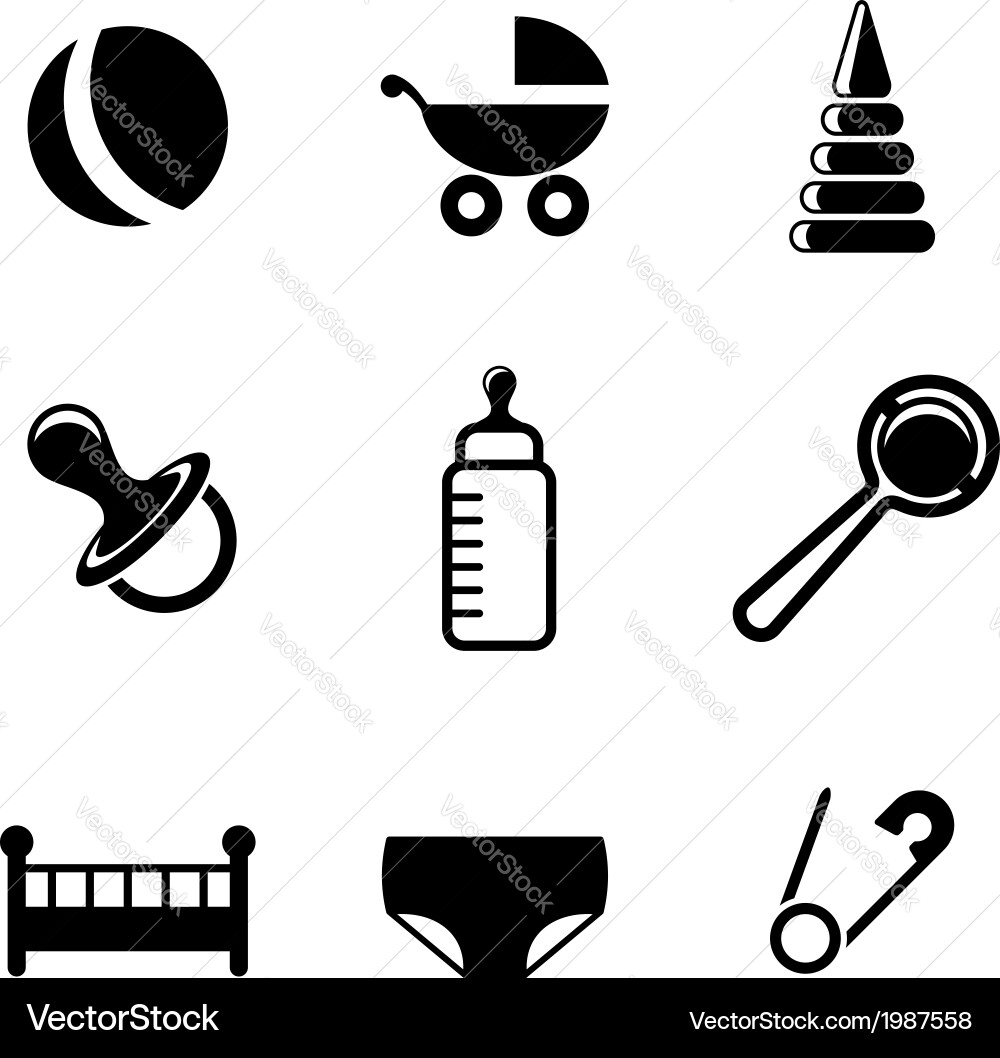 Baby and childish icons Royalty Free Vector Image