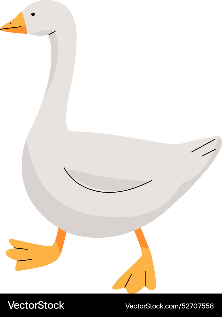 Cute gray goose character on white background Vector Image