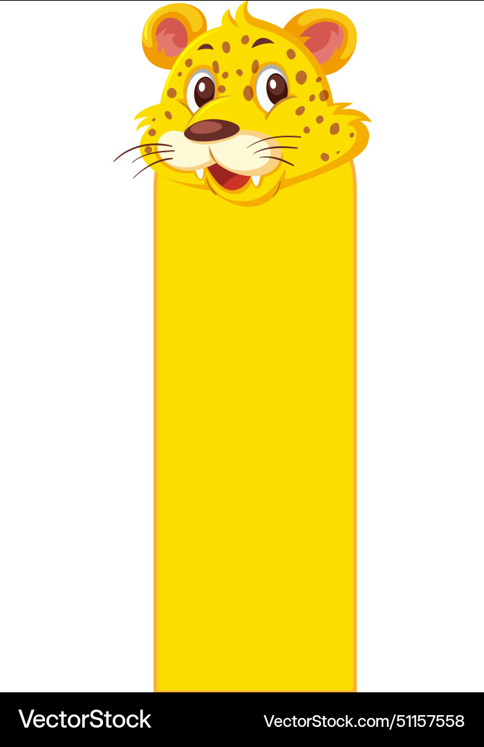 Cute leopard peeking from a bright yellow banner Vector Image