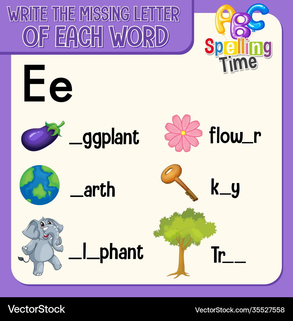 Fill in the Blanks: Letter Recognition Worksheet Vector Image