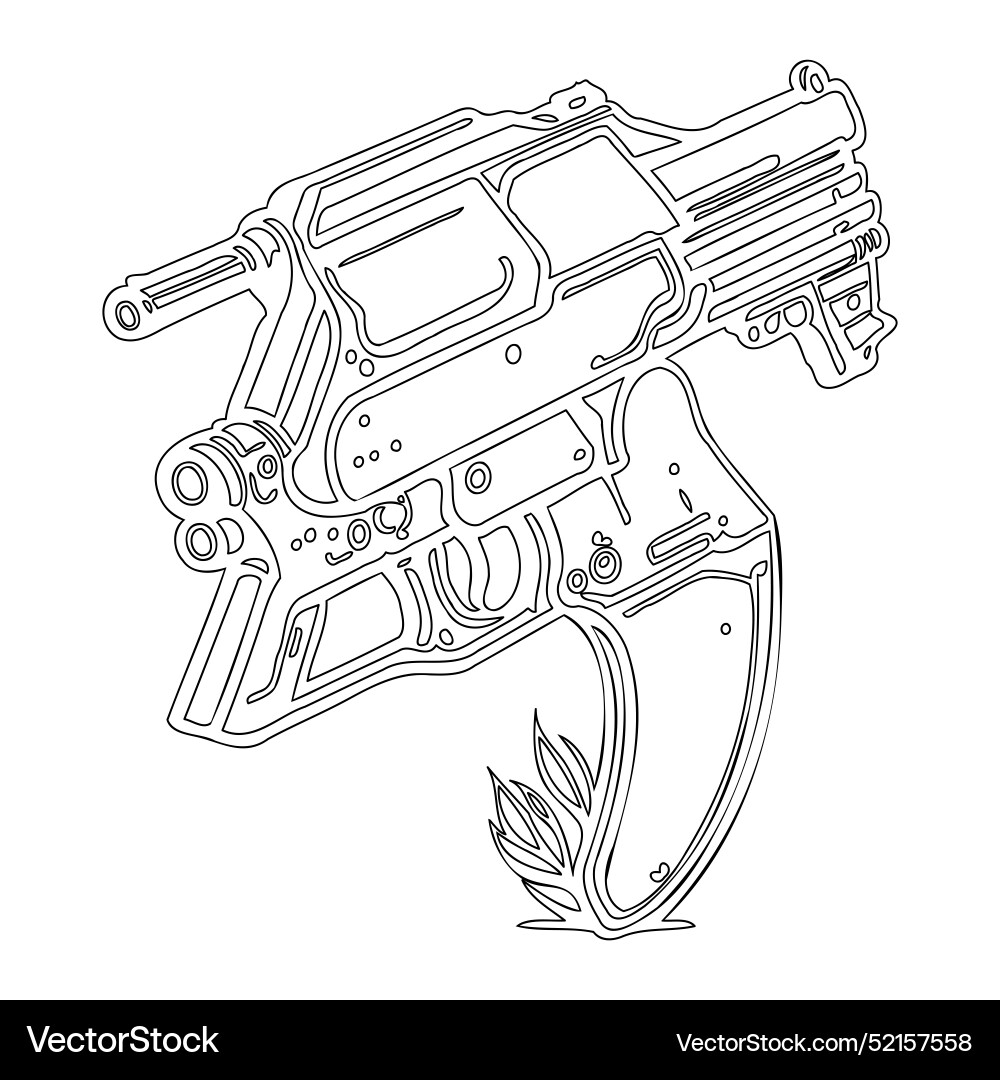 Gun galaxy outline sketch Royalty Free Vector Image