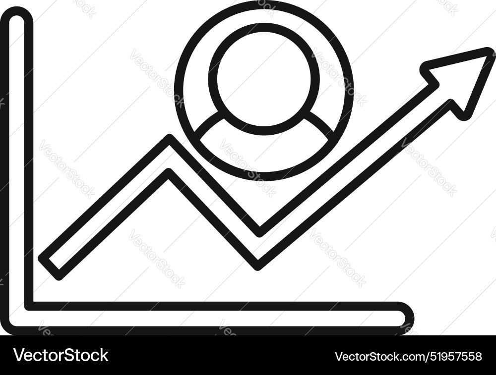 Line graph showing personal growth and success Vector Image
