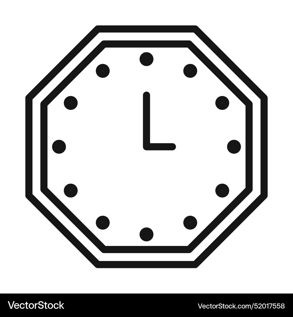 Time clock watch icon black line art Royalty Free Vector