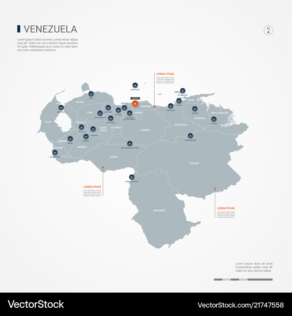 Venezuela infographic map Royalty Free Vector Image