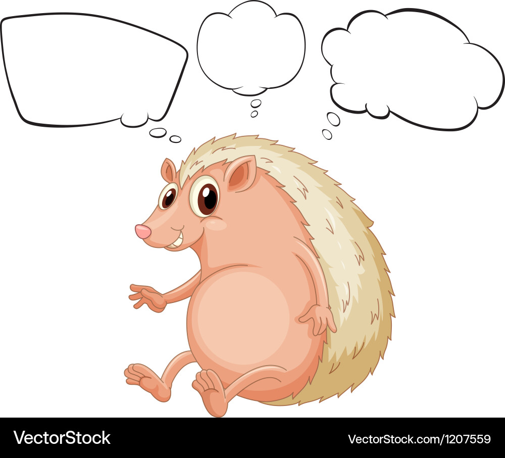 Cartoon thinking molehog Royalty Free Vector Image