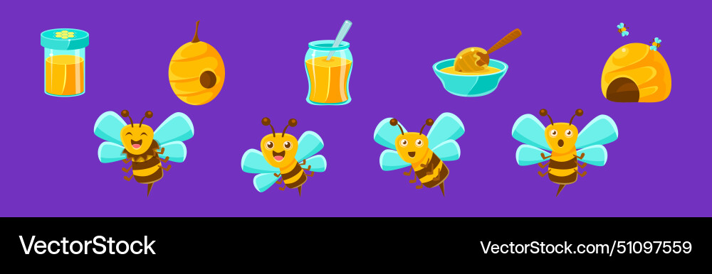 Funny honey bee character produce nectar Vector Image