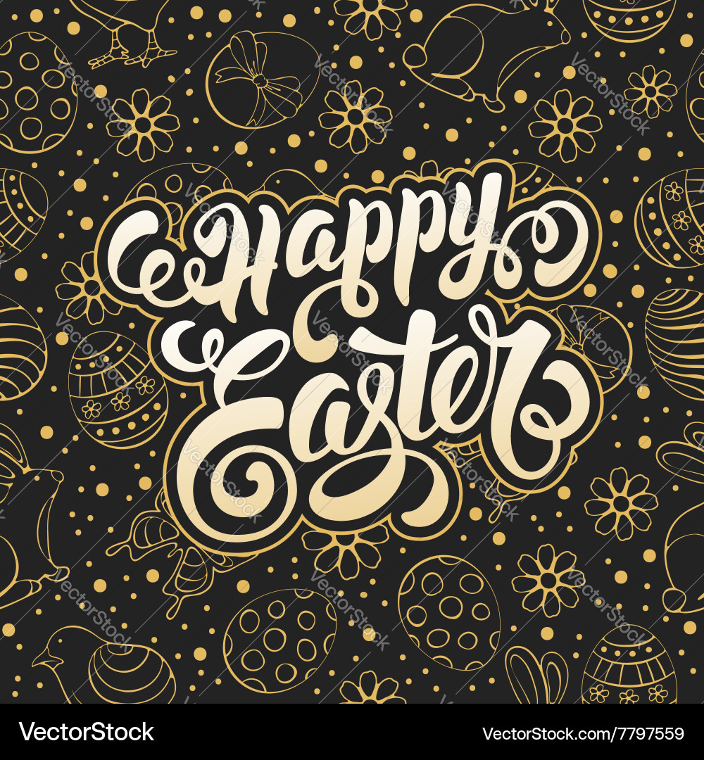 Golden Easter Calligraphy Royalty Free Vector Image