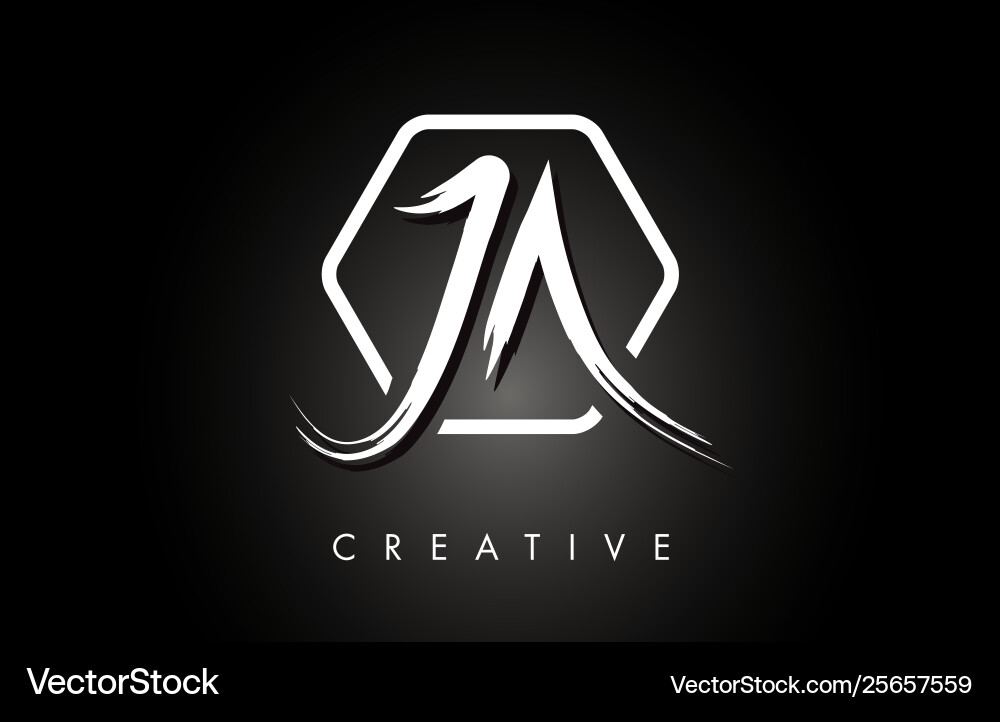 Ja j a brushed letter logo design with creative Vector Image