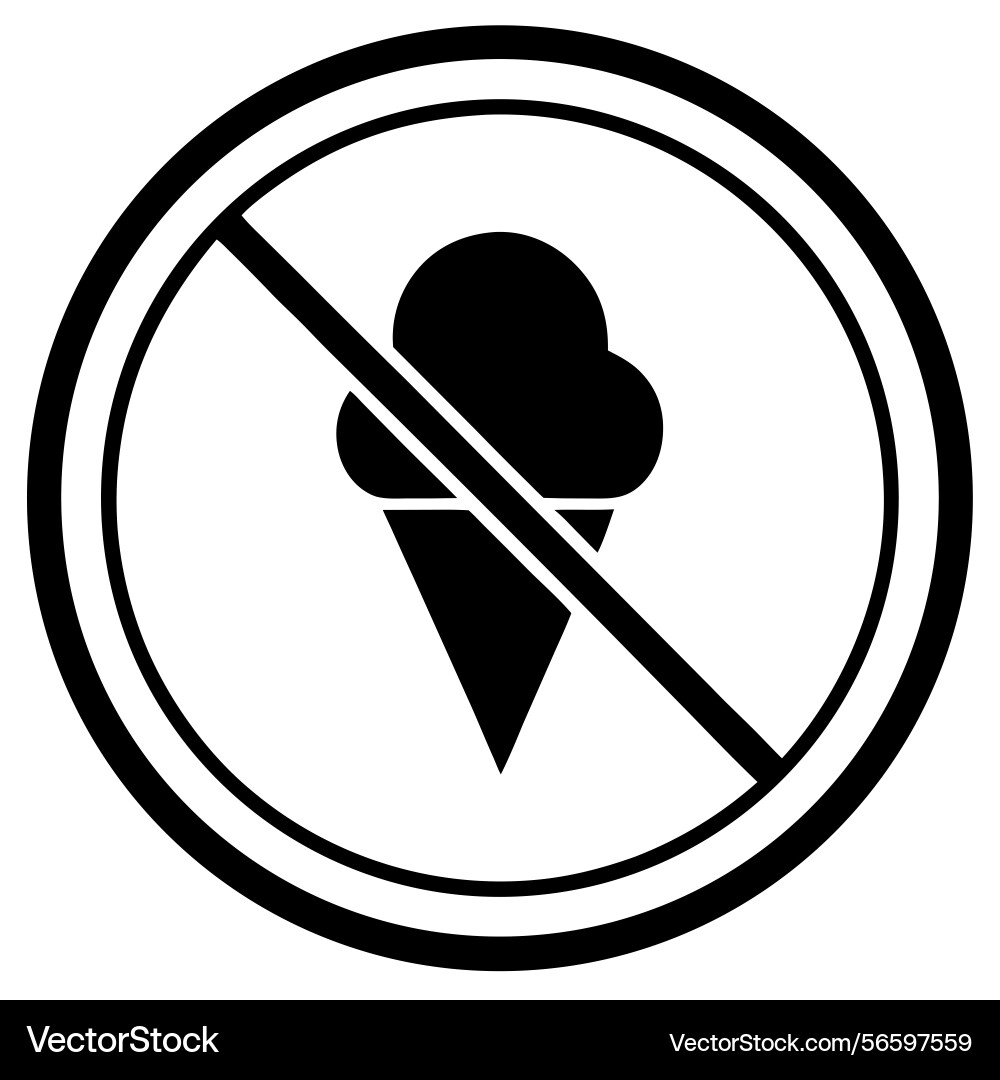 No ice cream allowed sign graphic on white Vector Image