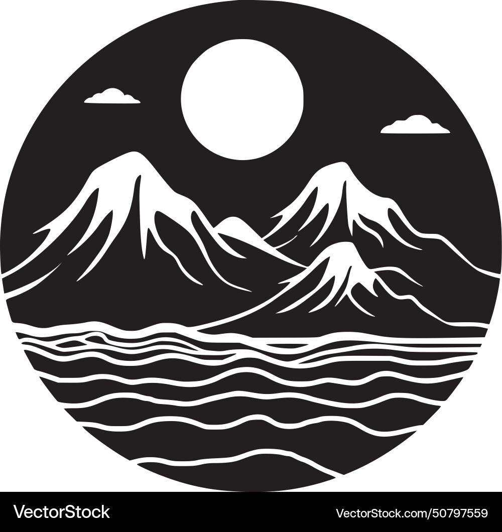 Ocean - black and white isolated icon Royalty Free Vector