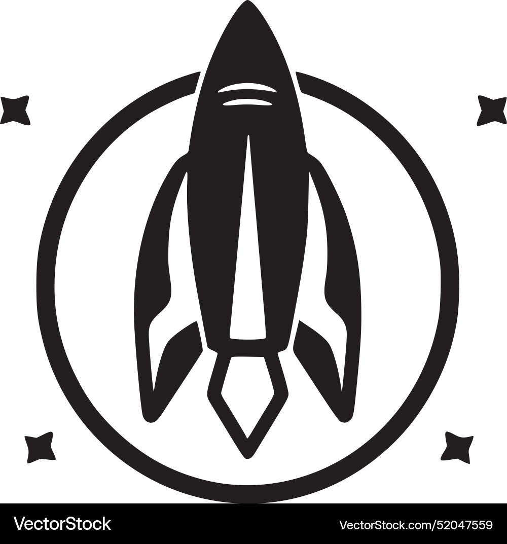 Rocket - black and white Royalty Free Vector Image