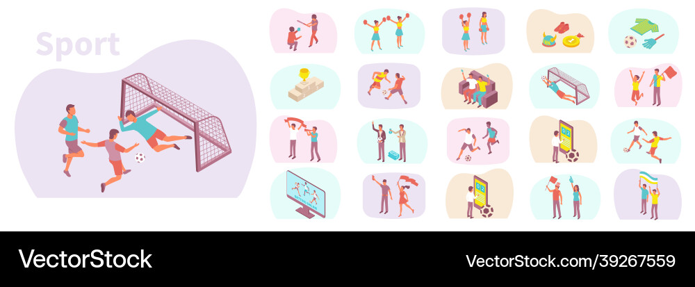 Sport composition isometric set Royalty Free Vector Image