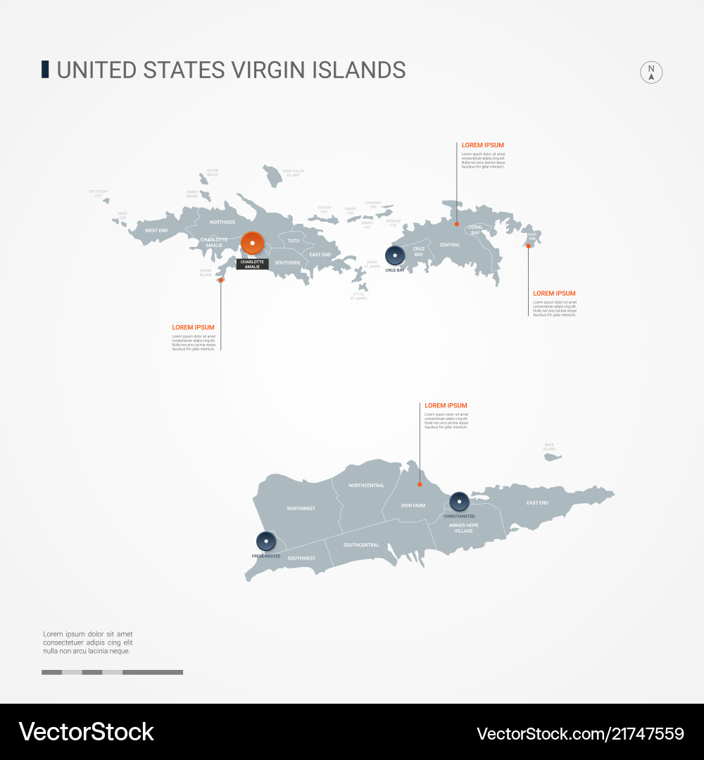 Virgin islands infographic map Royalty Free Vector Image