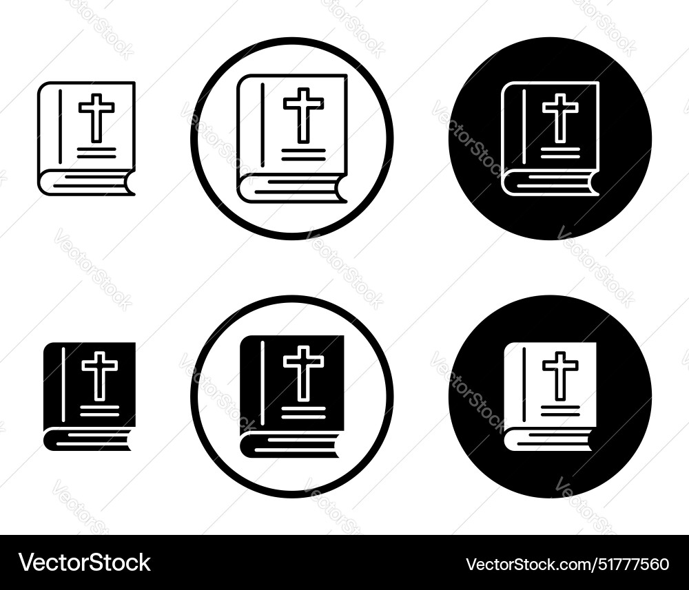 Bible icon set black filled and outlined style Vector Image