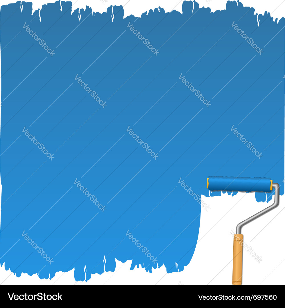 Blue background with paint roller Royalty Free Vector Image