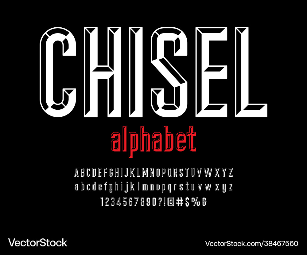 Chisel font Royalty Free Vector Image - VectorStock