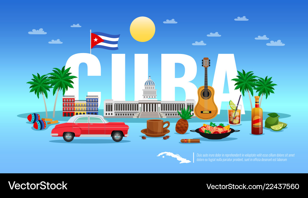 Cuba travel background Royalty Free Vector Image