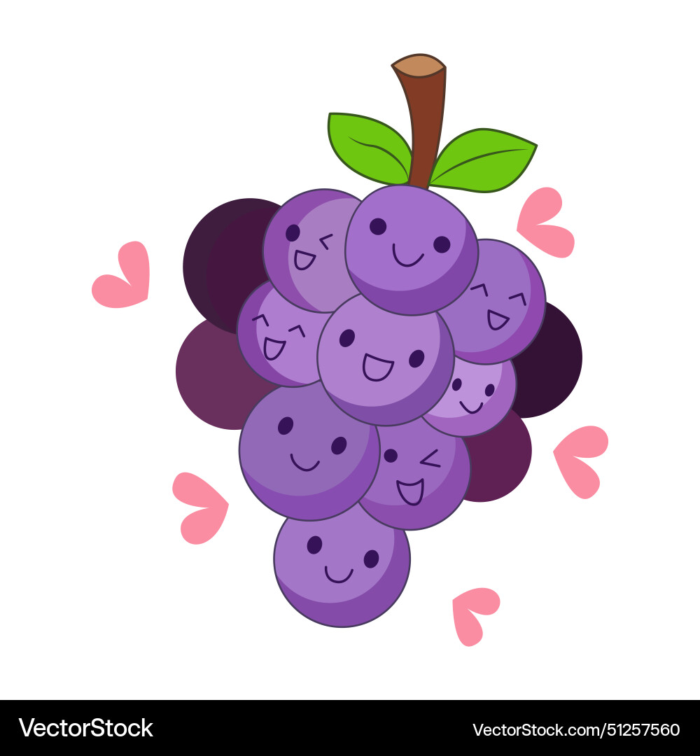 Cute little purple grape Royalty Free Vector Image