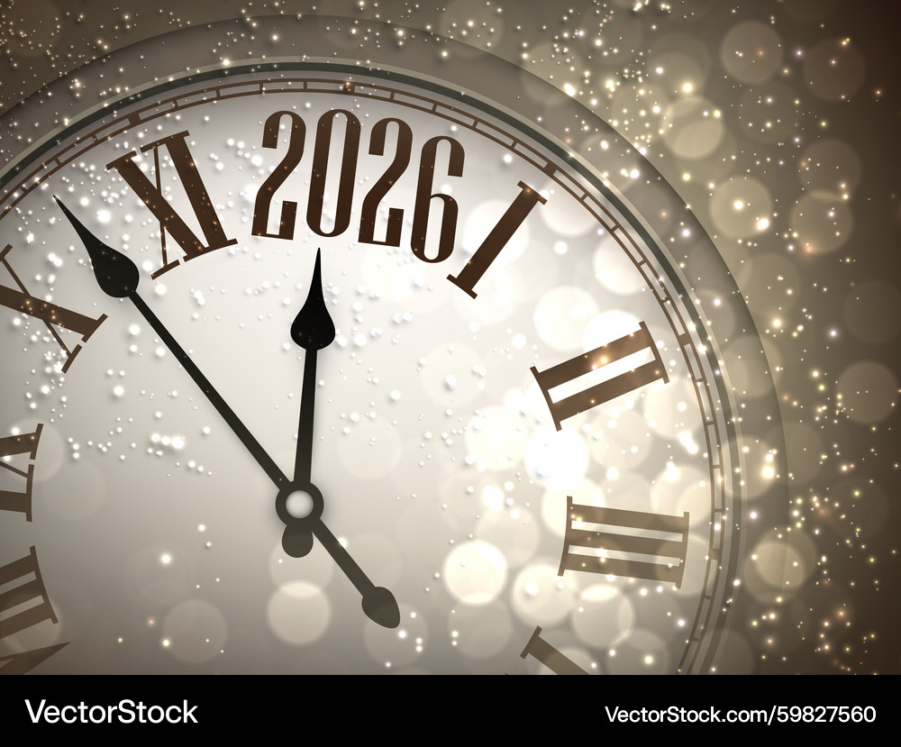 Elegant Midnight Clock - 2026 Countdown Royalty Free Vector