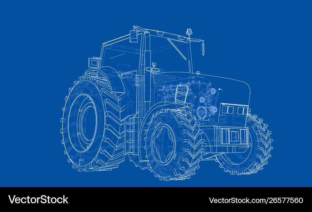 Farm Tractor Wireframe – Royalty-Free Vector | VectorStock
