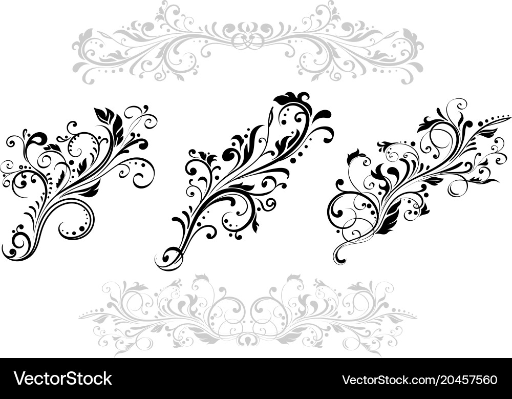 Floral decorative ornaments flower branch Vector Image