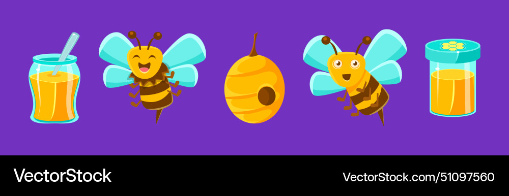 Funny honey bee character produce nectar Vector Image