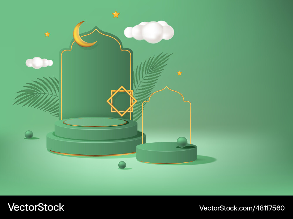 Islam background 3d ramadan product podium Vector Image