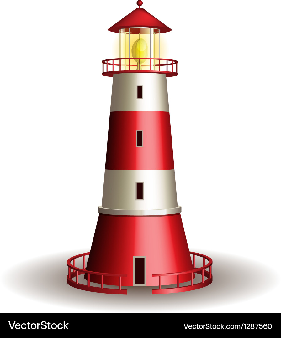 Red lighthouse isolated on white background Vector Image
