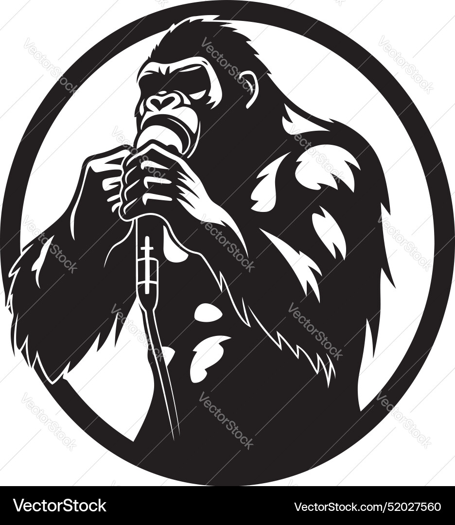 Roar and record microphone badge groove grunt Vector Image