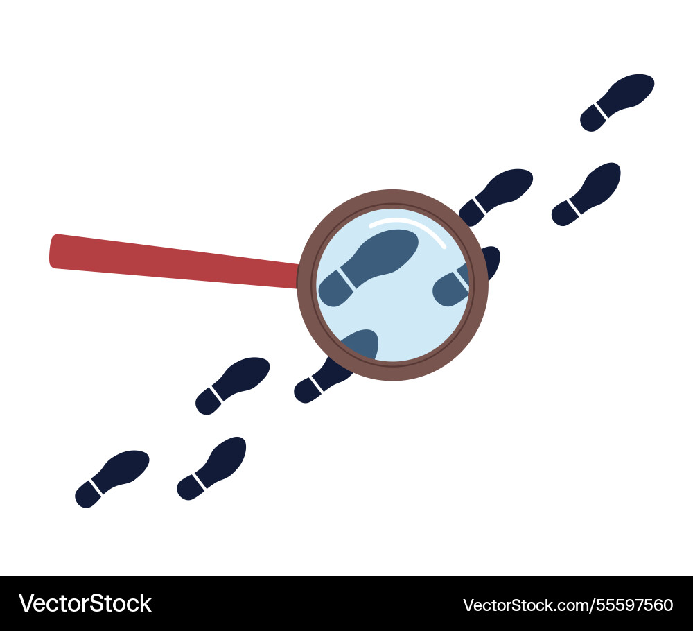 Searching traces with magnifying glass detective Vector Image