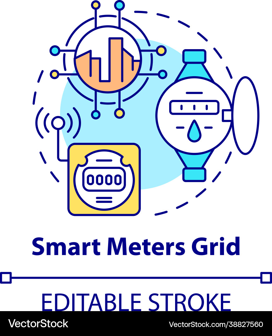 Smart meters grid concept icon Royalty Free Vector Image