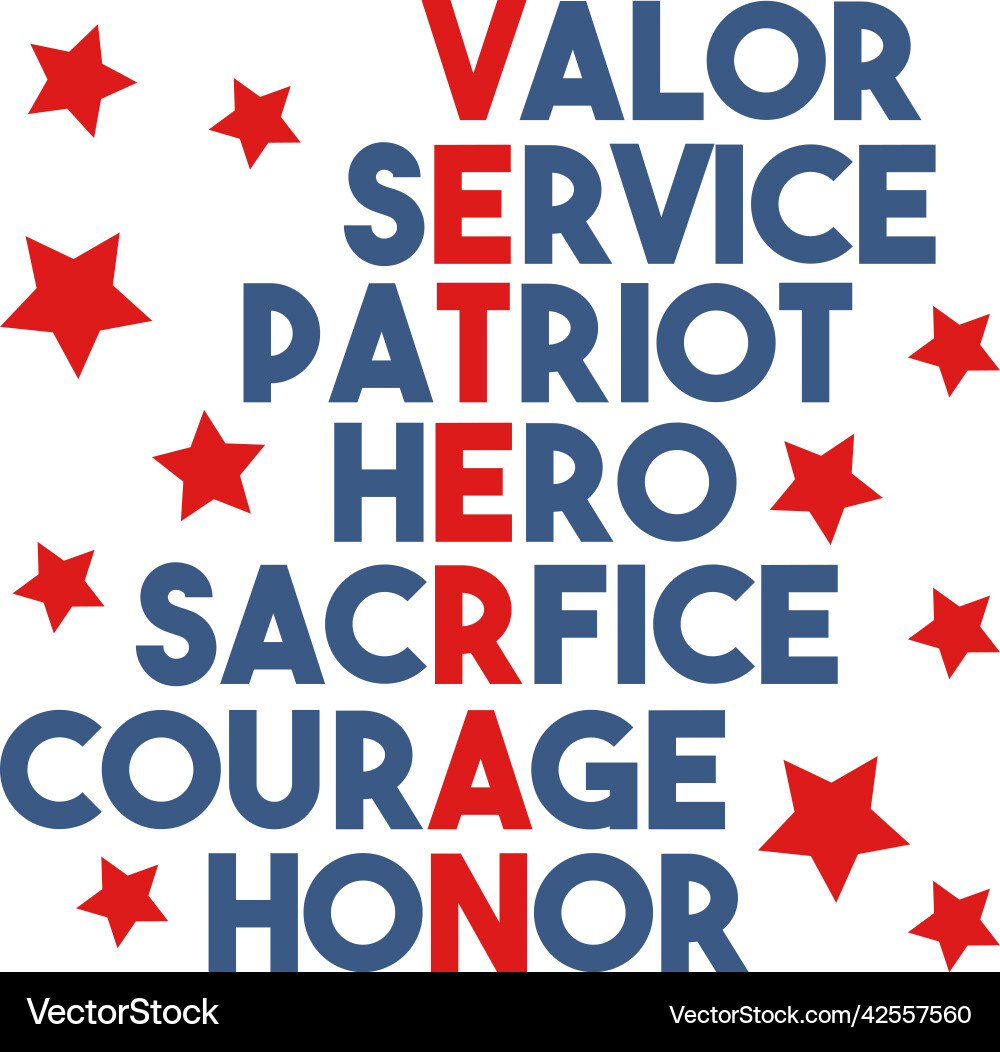 Valor service patriot hero printable Royalty Free Vector