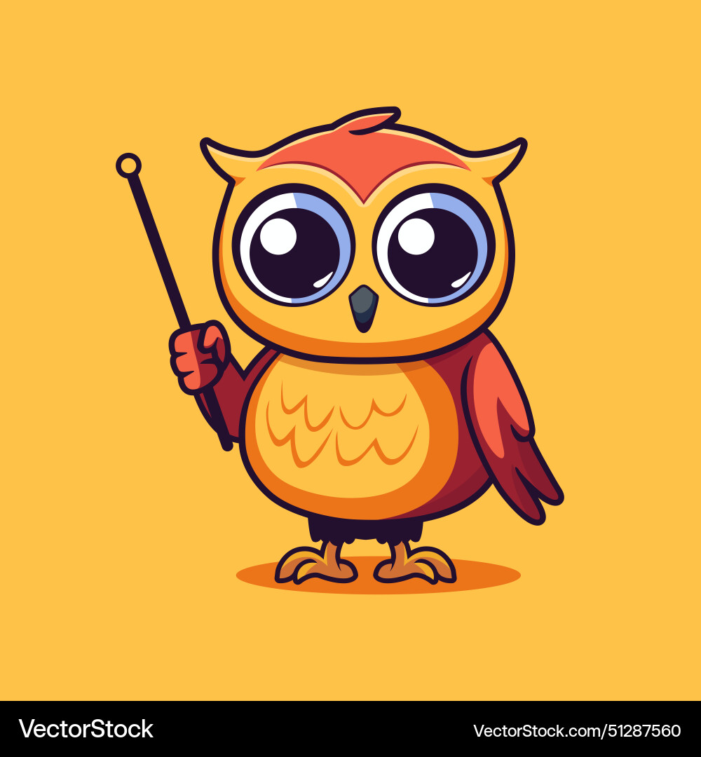 Wisdom owl cute cartoon Royalty Free Vector Image