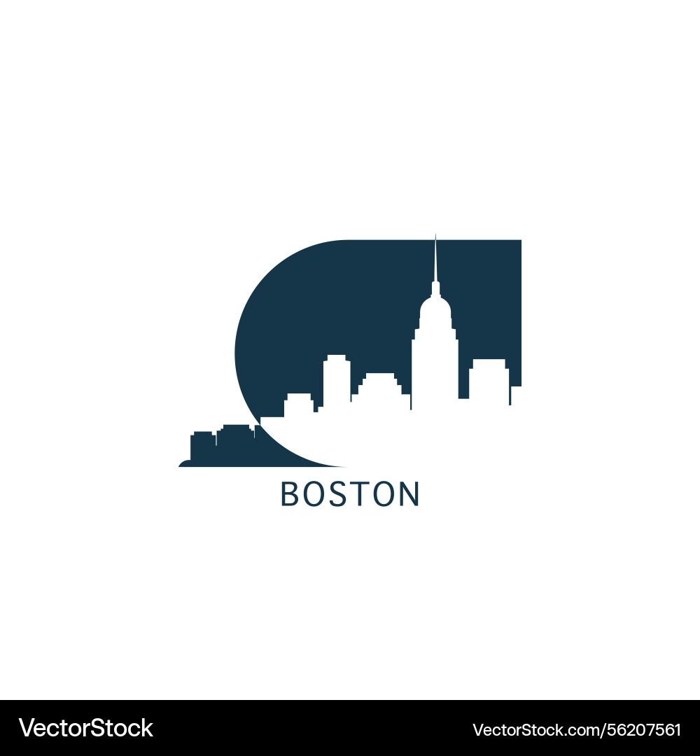 Boston icon with skyline panoramic view city Vector Image