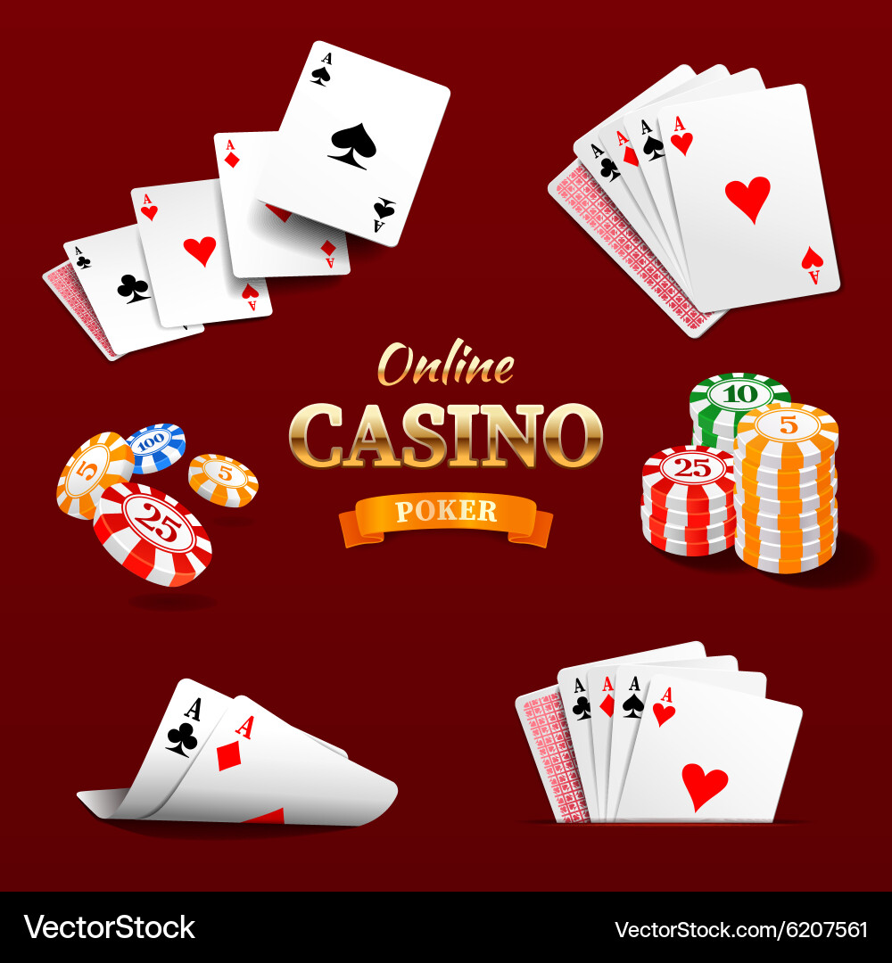 Casino design elements poker chips playing cards Vector Image