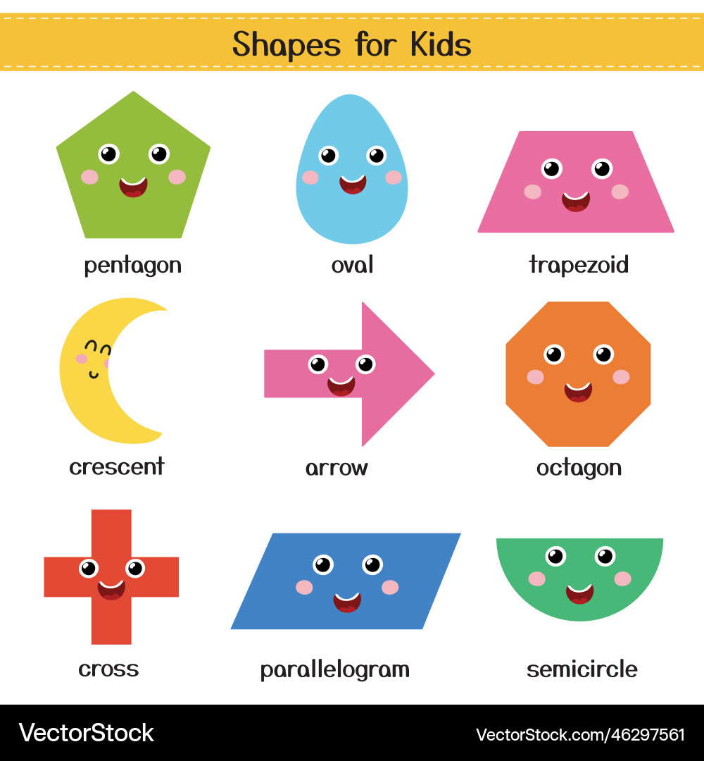 Cute shapes characters for kids collection Vector Image