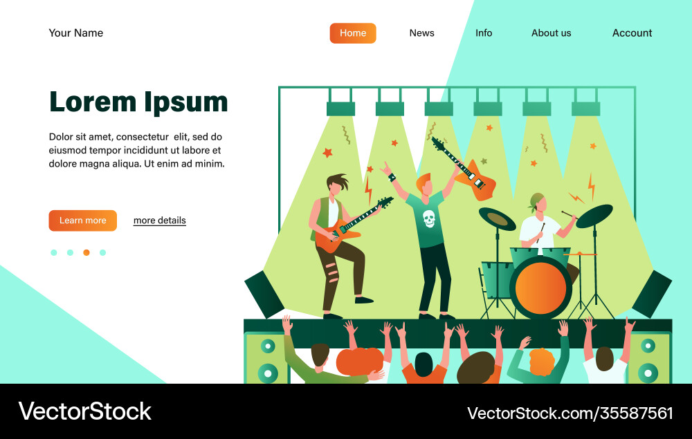 Famous rock band playing music and singing Vector Image
