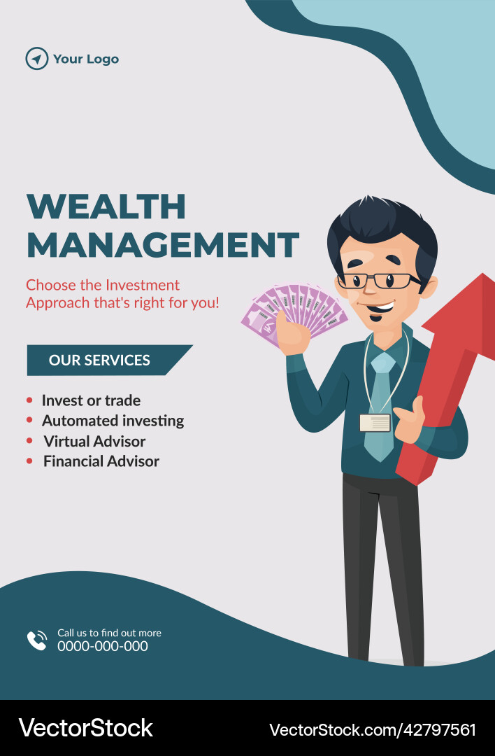 Flyer design of wealth management Royalty Free Vector Image