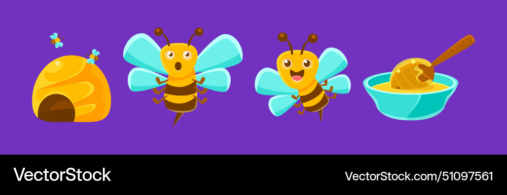 Funny honey bee character produce nectar Vector Image