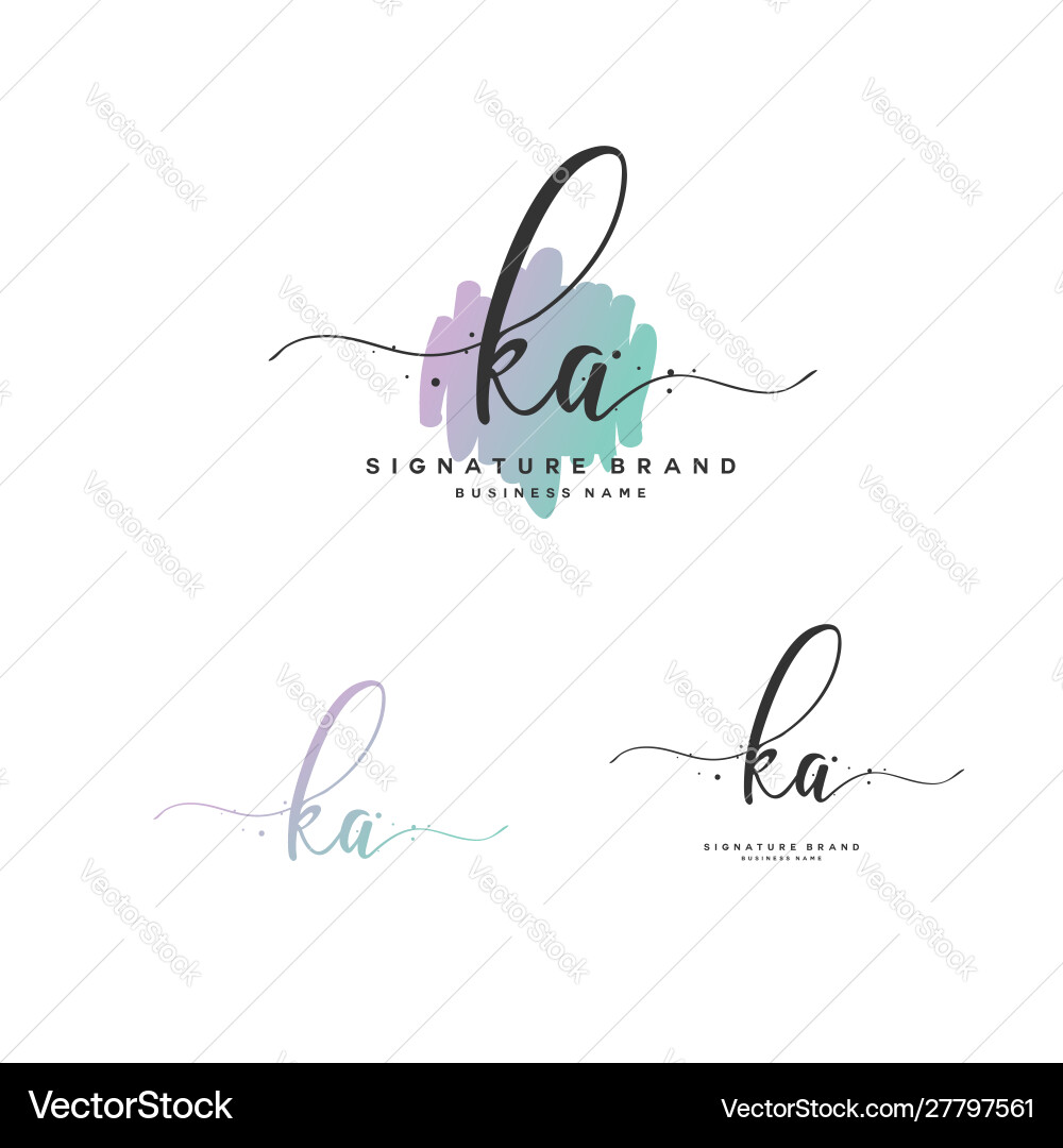 K a initial letter handwriting and signature logo Vector Image