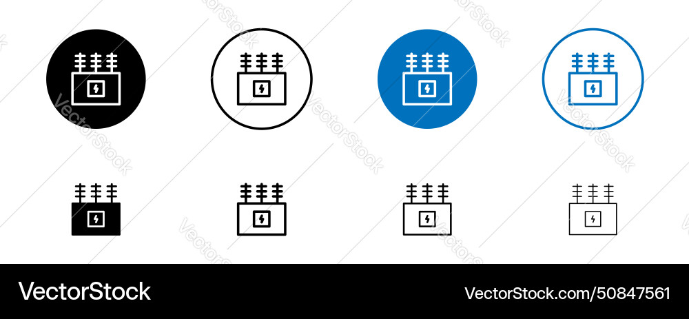 Transformer icon set power substation electric Vector Image
