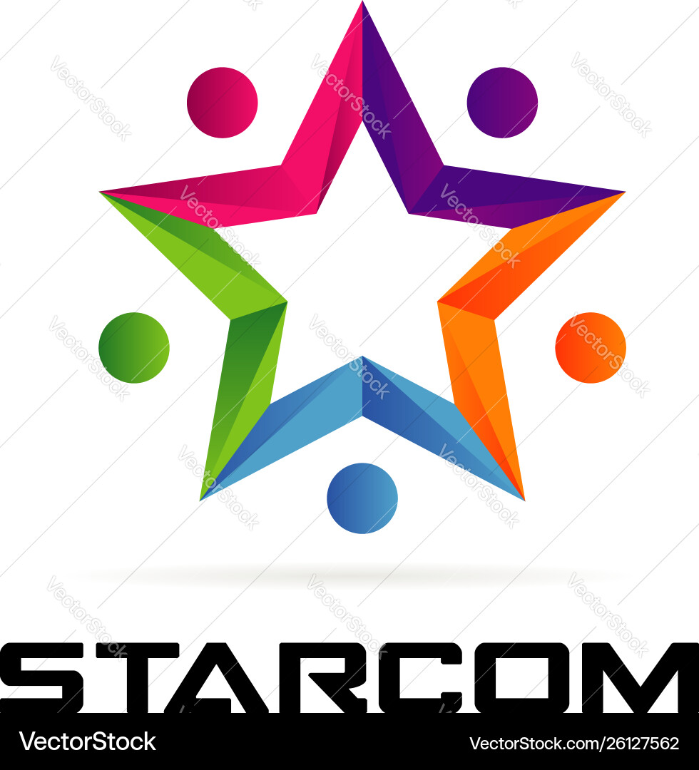 Colorful star community logo symbol Royalty Free Vector