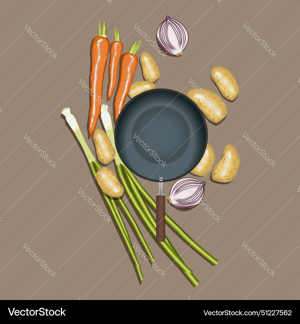 Cooking vegetable stew in a pan Royalty Free Vector Image